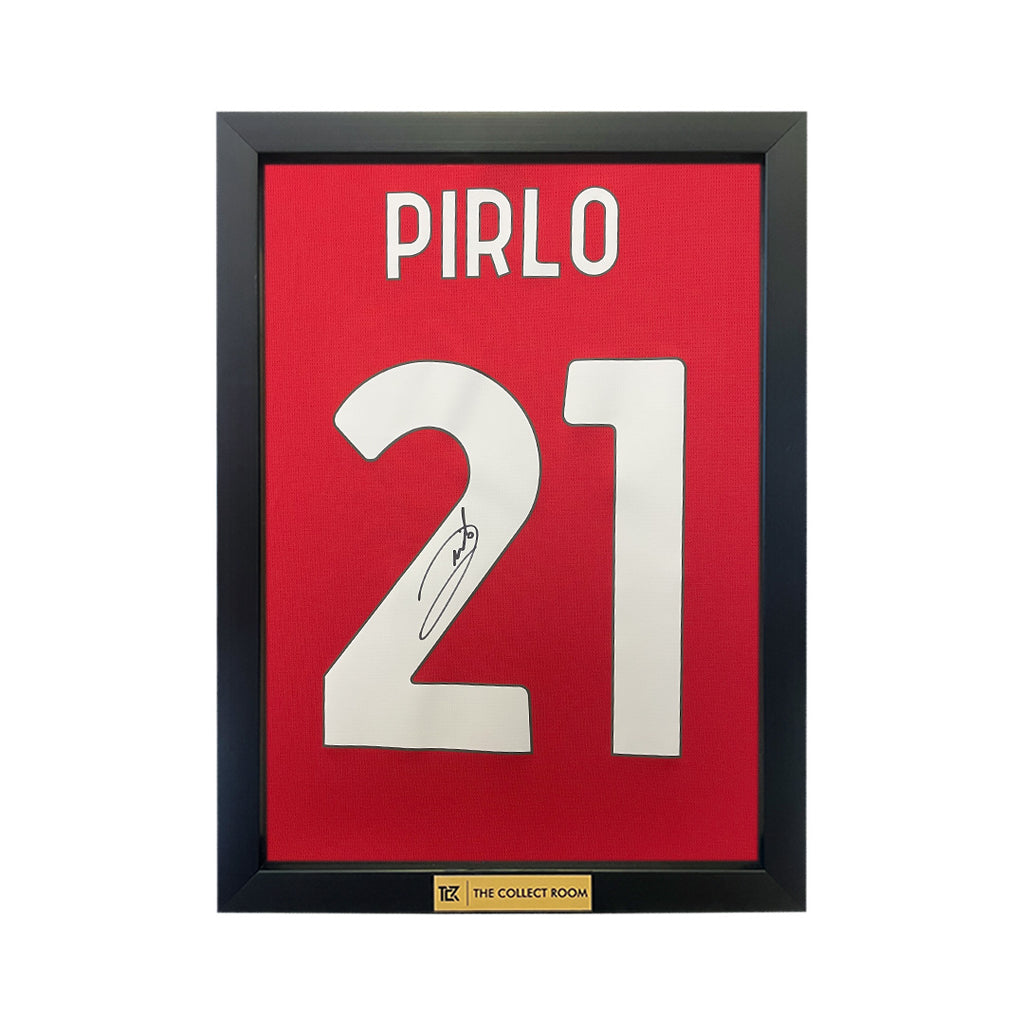 Andrea Pirlo Back Signed and Framed AC Milan 2024-25 Home Shirt With F