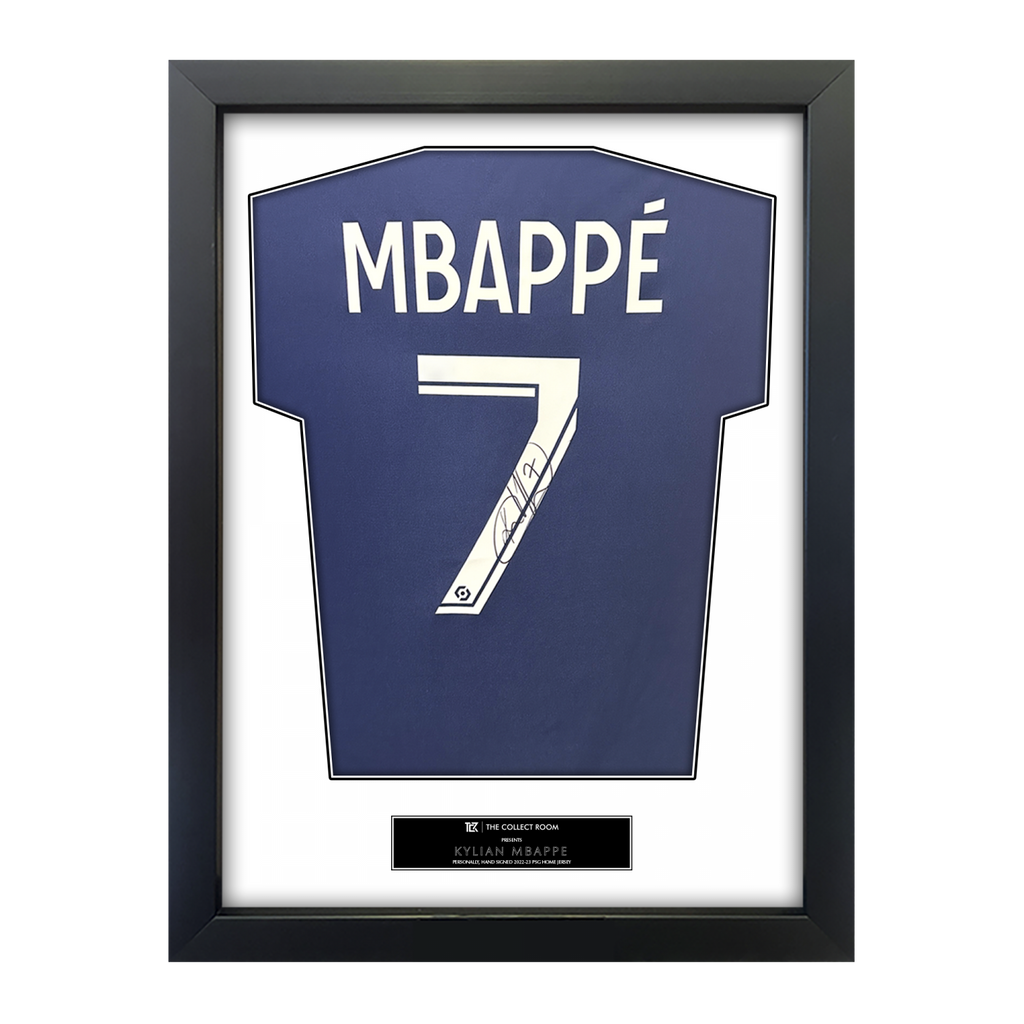 Kylian Mbappe Signed 2022-23 PSG Framed Home Jersey