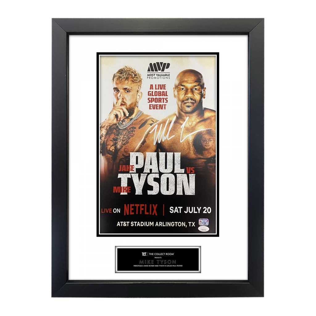 Mike Tyson Signed vs Jake Paul Poster Framed Display