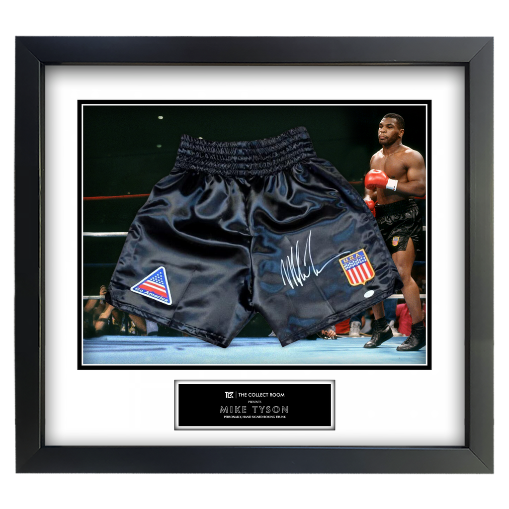 Mike Tyson Signed Black Boxing Trunks